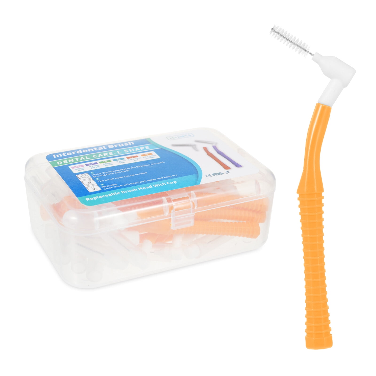 15+10PCS L-Shaped Interdental Brush Set Replaceable Brush Head with Cap ...