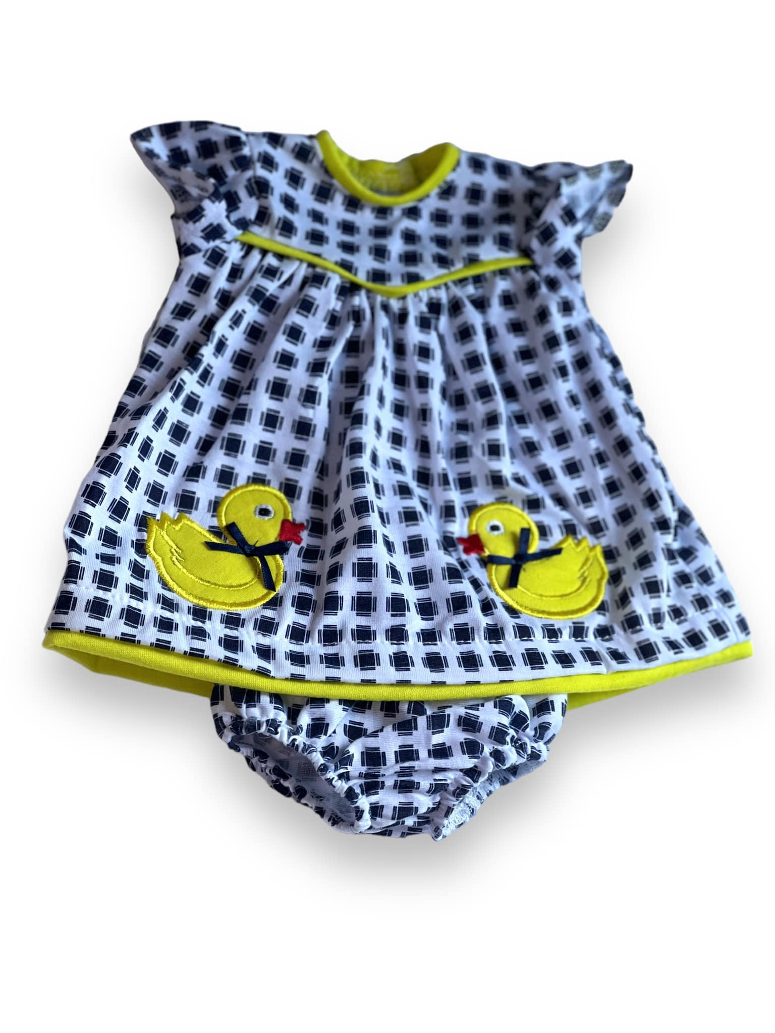 15-17 Inch Baby Doll Clothes- Ducky Dress with Matching Diaper Cover ...