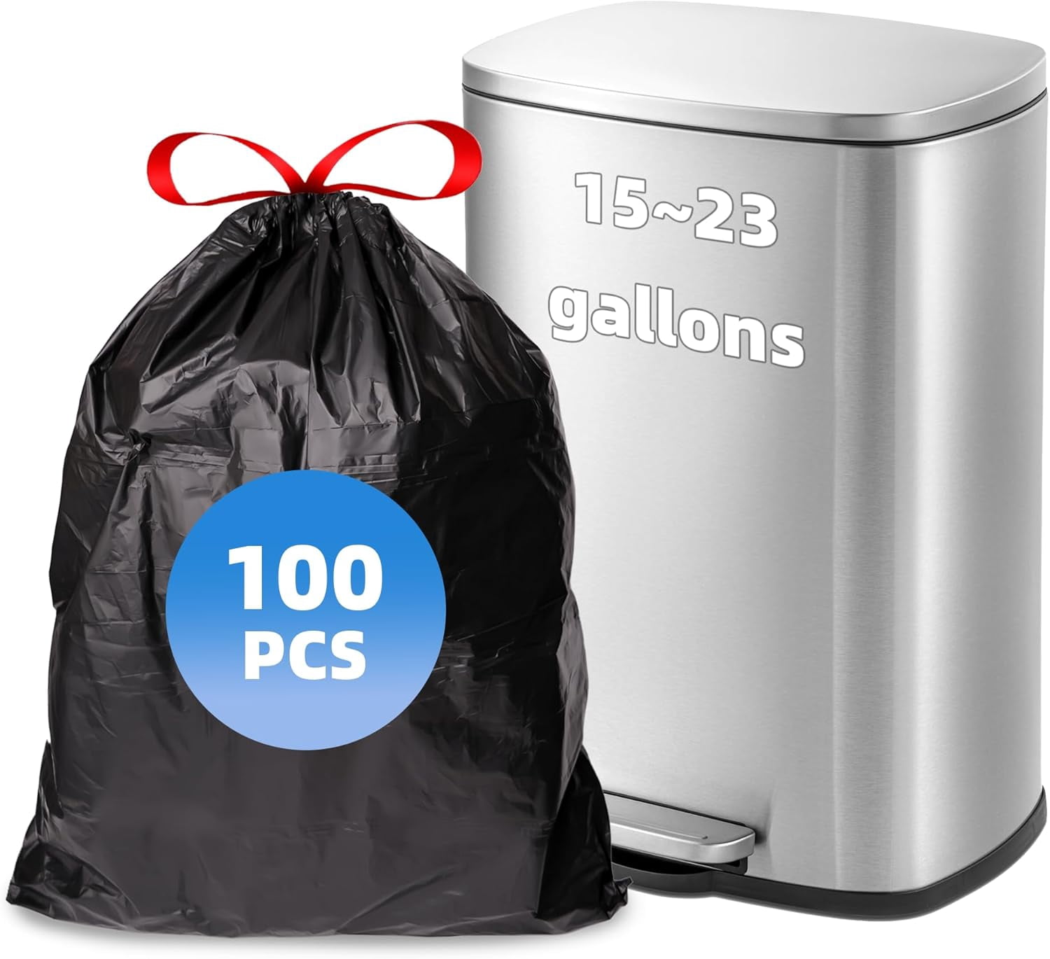 15,18,23Gallon Trash Bags Heavy Duty Drawstring,Garbage Bags 23 Gallon ...
