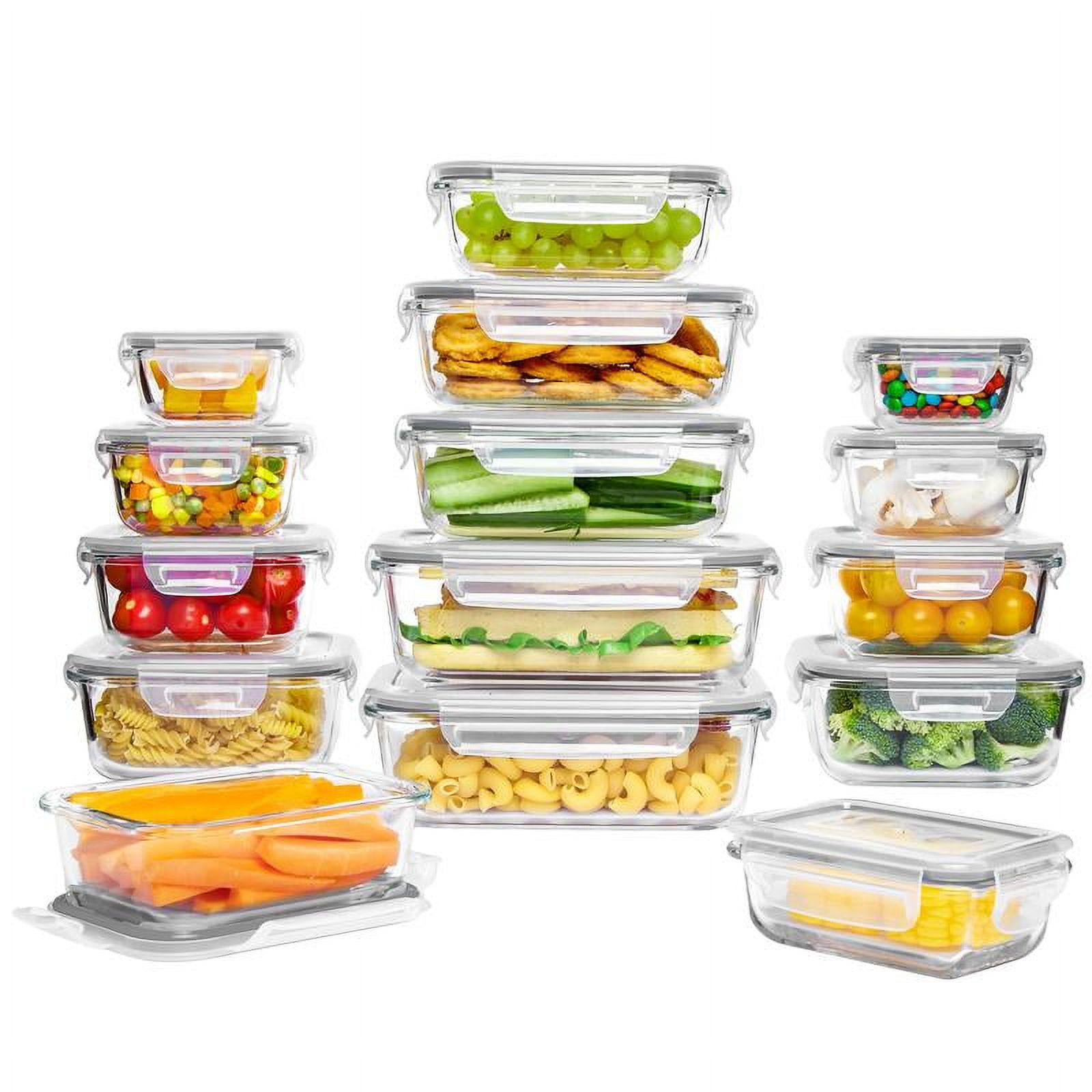 15-18 Pack Glass Food Storage Containers Set, Meal Prep Organiser with ...