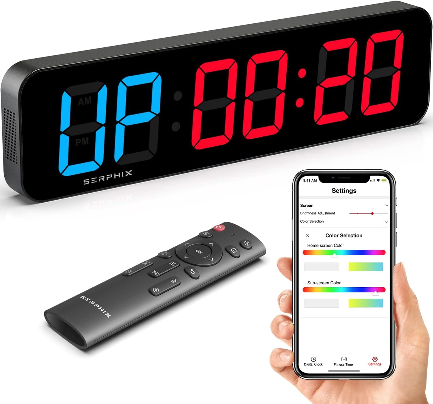15.2" Gym Timer, Large Digital Clock Wall with App & Remote Control ...
