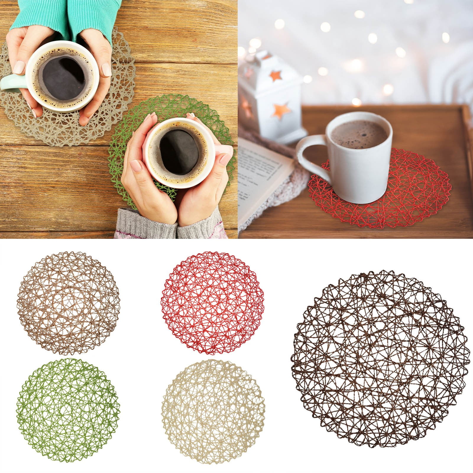 15.2" Knit-Look Vinyl Placemats Set of 3 - Textured Table Decor for ...