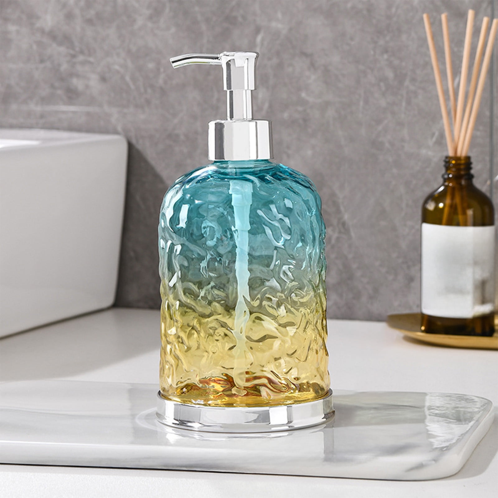 15.2 fl.oz. Textured Ripple Surface Hand Soap Dispenser Bottle Provides ...