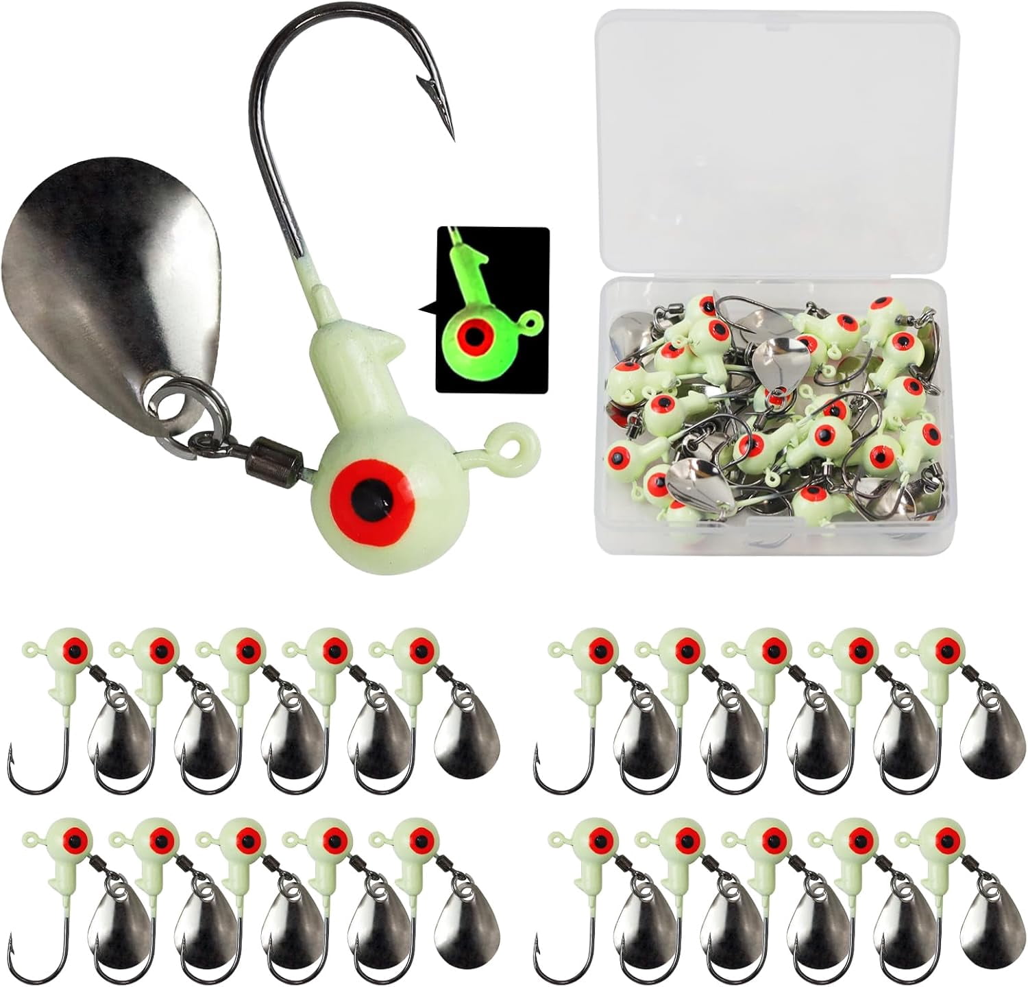 15/20/30Pcs Underspin Jig Heads with Spinner Fishing Jig Heads Hooks ...
