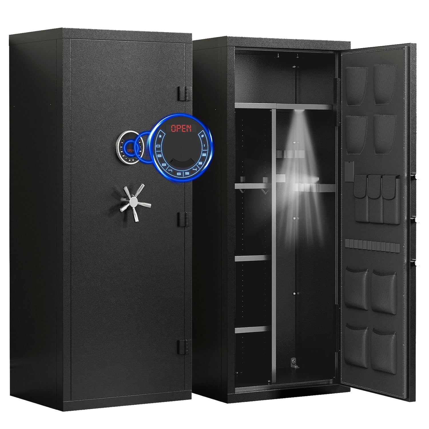 15-20 Gun Safe with Magnetic Induction Light, Large Gun Cabinet with ...
