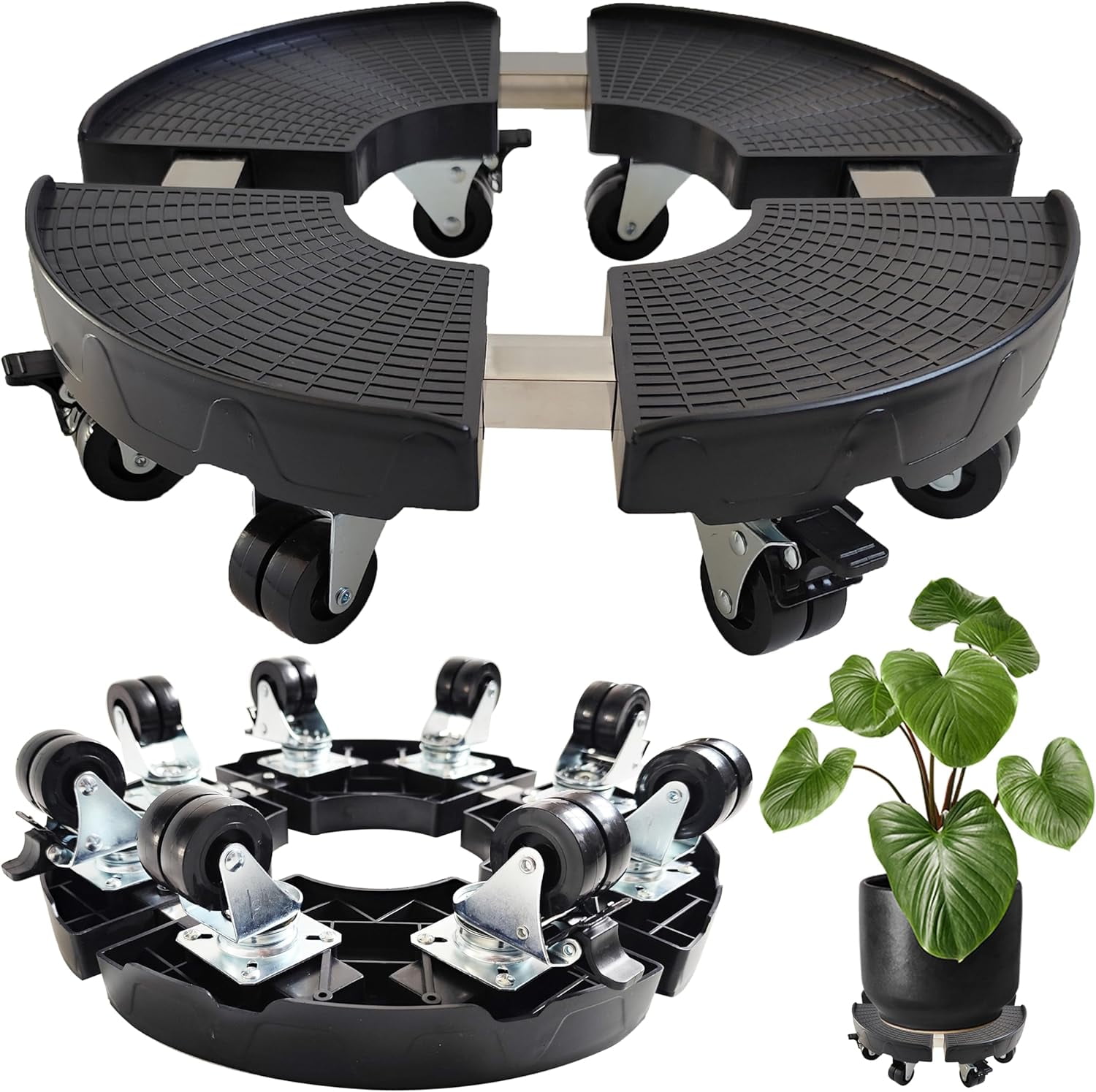 15-20 Inch Plant with Wheels Outdoor Indoor, 2 Pack Large Rolling Plant ...
