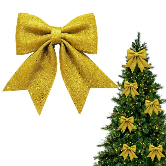 15*20CM(Number 5) Christmas Tree Bows Gold Red Wreath Bows Christmas ...