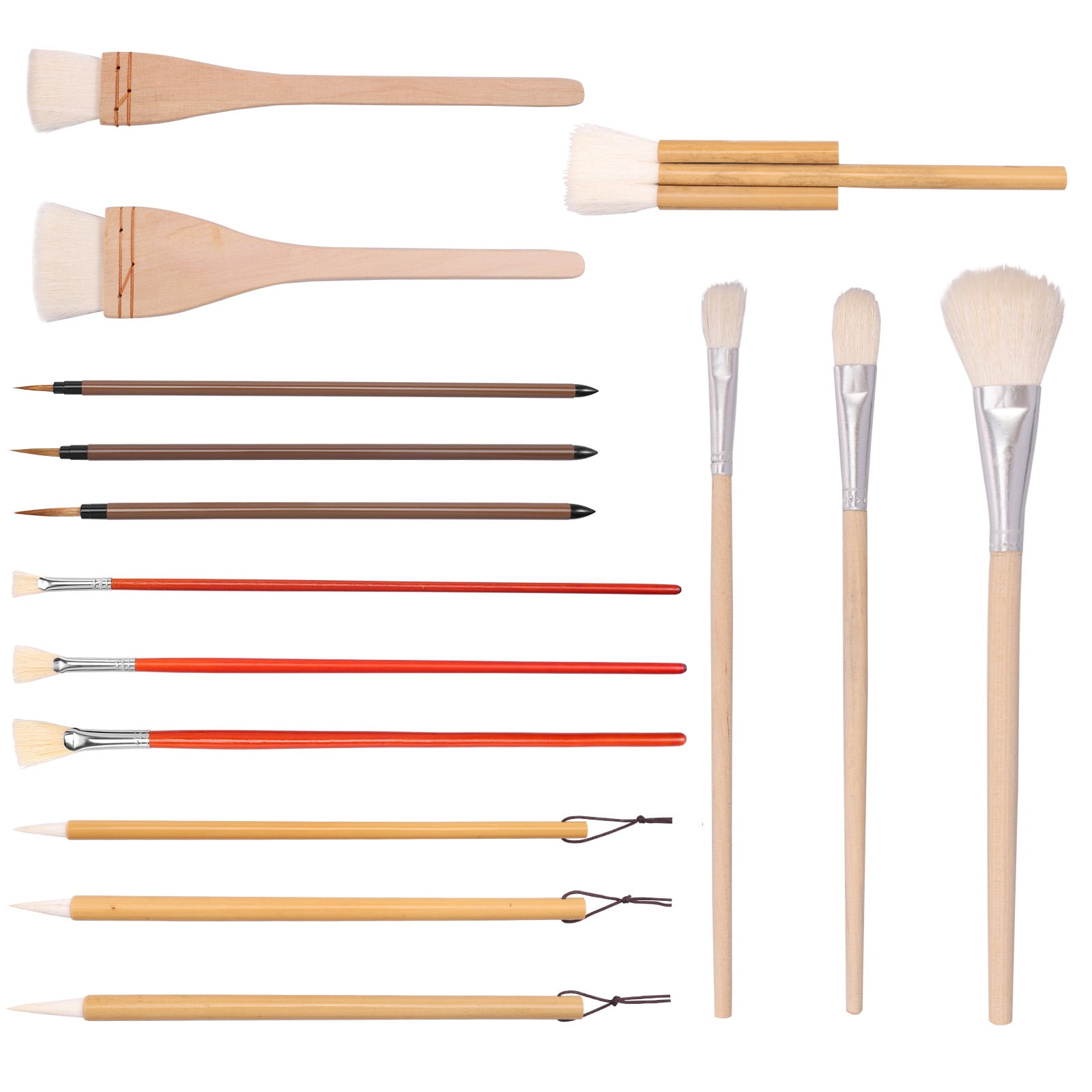 15/20Pcs Pottery Glaze Brushes Set Wood Ceramic Brushes with Different ...