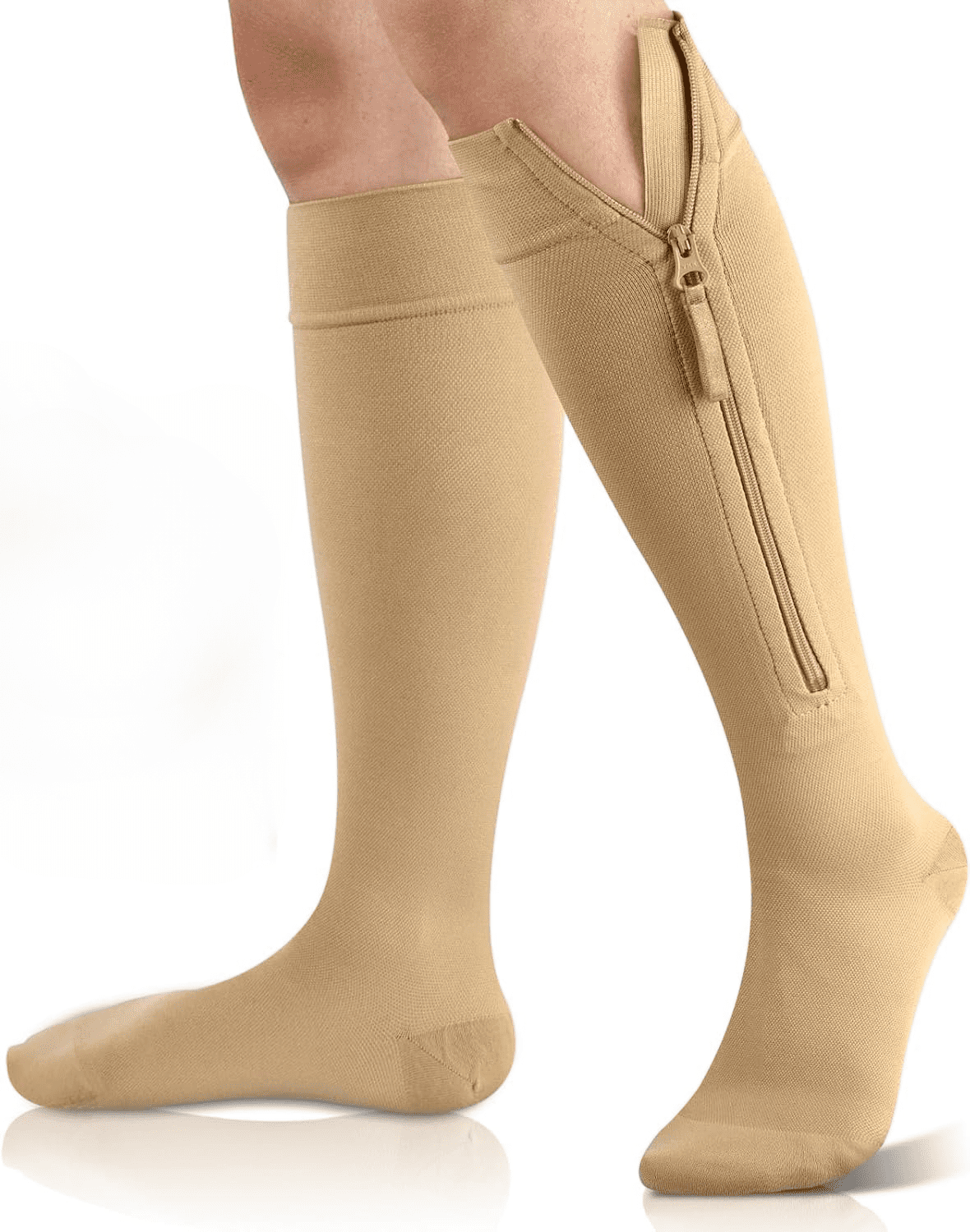 15-20mmHg Zipper Compression Socks for Women and Men, Knee High ...