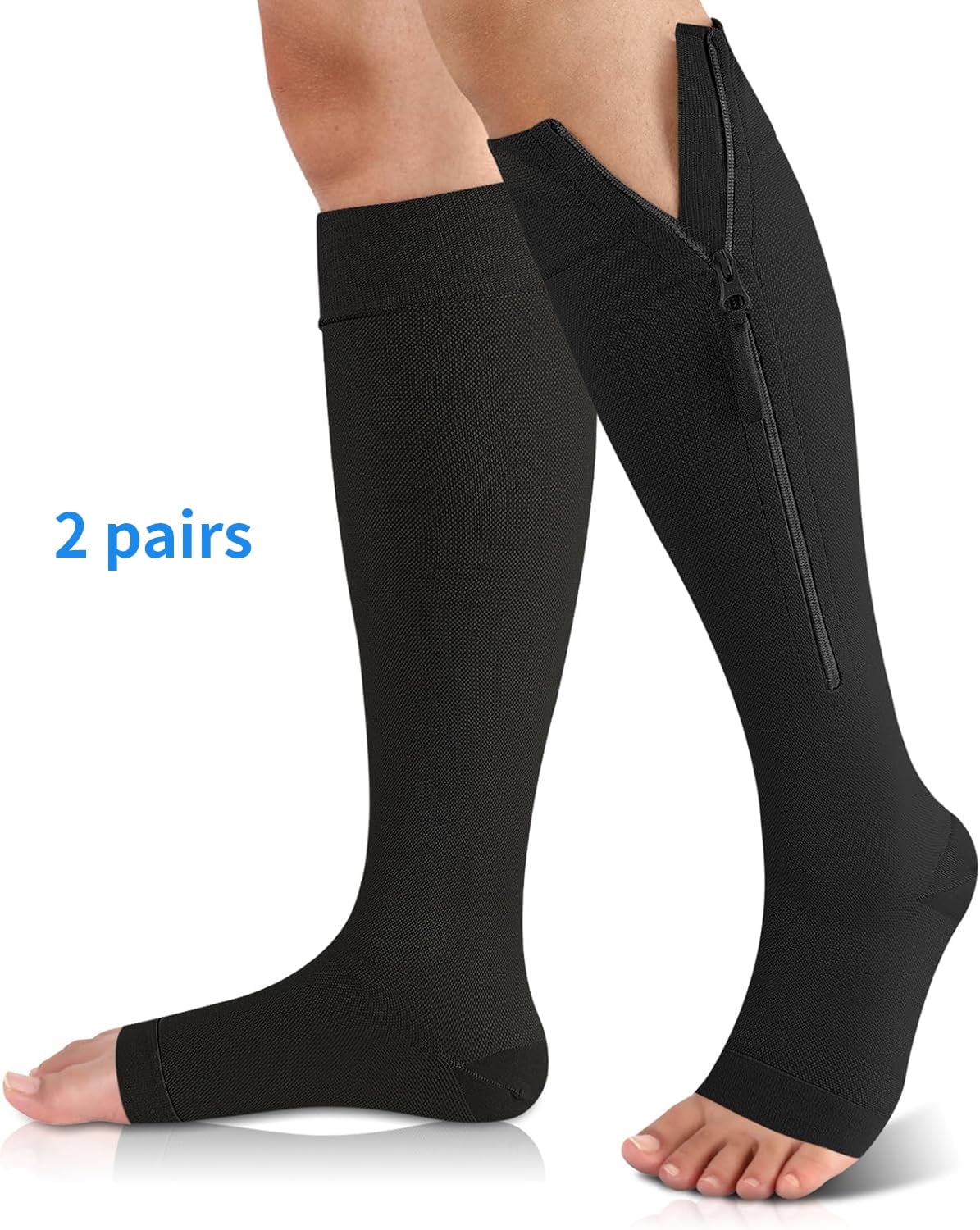 15-20mmhg zipper compression socks for women and men, knee high ...