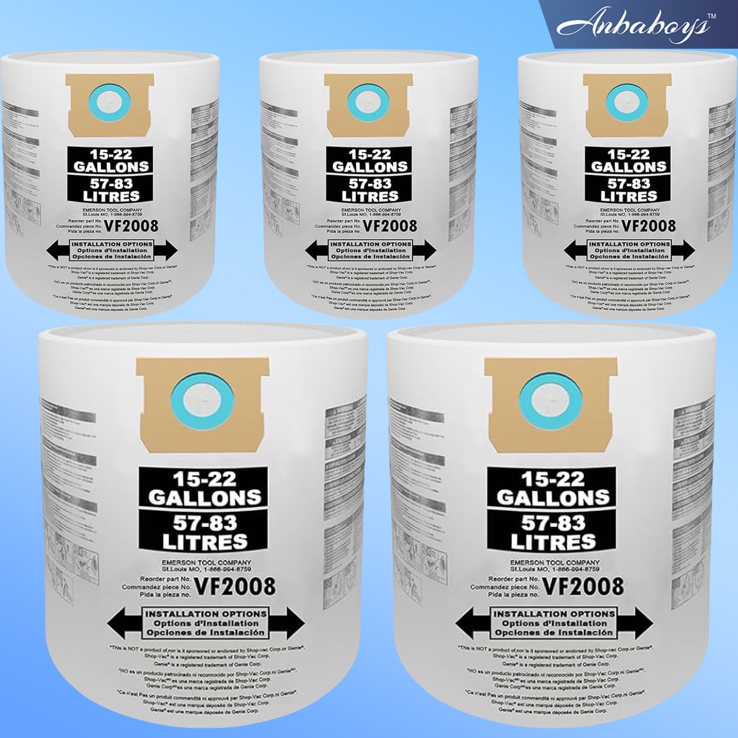 15-22 Gallon Type J/G Vacuum Bags Shop Vac High Efficiency Collection ...