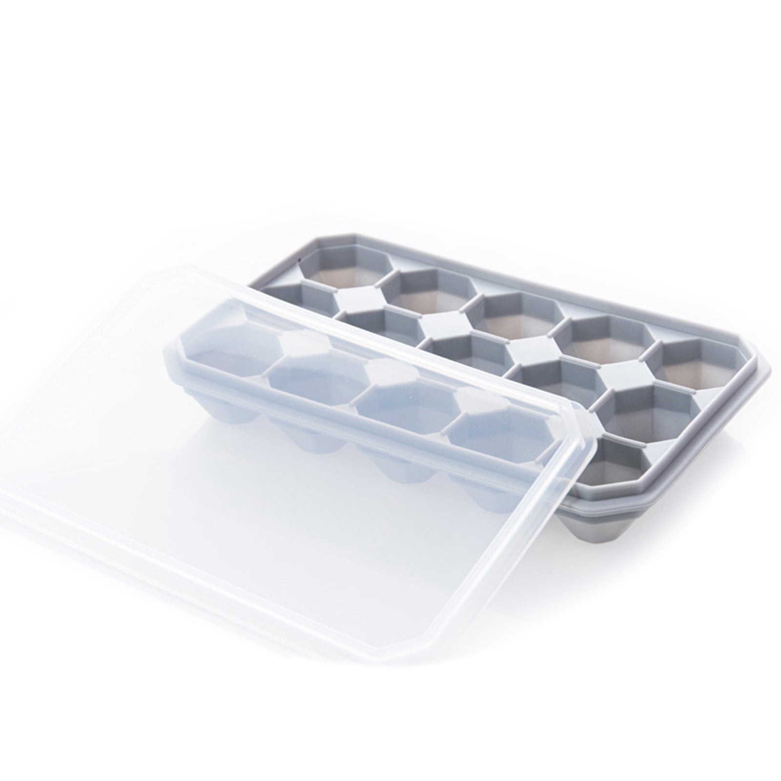15/24 Grid Diamond Shaped Ice Cube Tray with Silicone Lid Stackable Ice ...