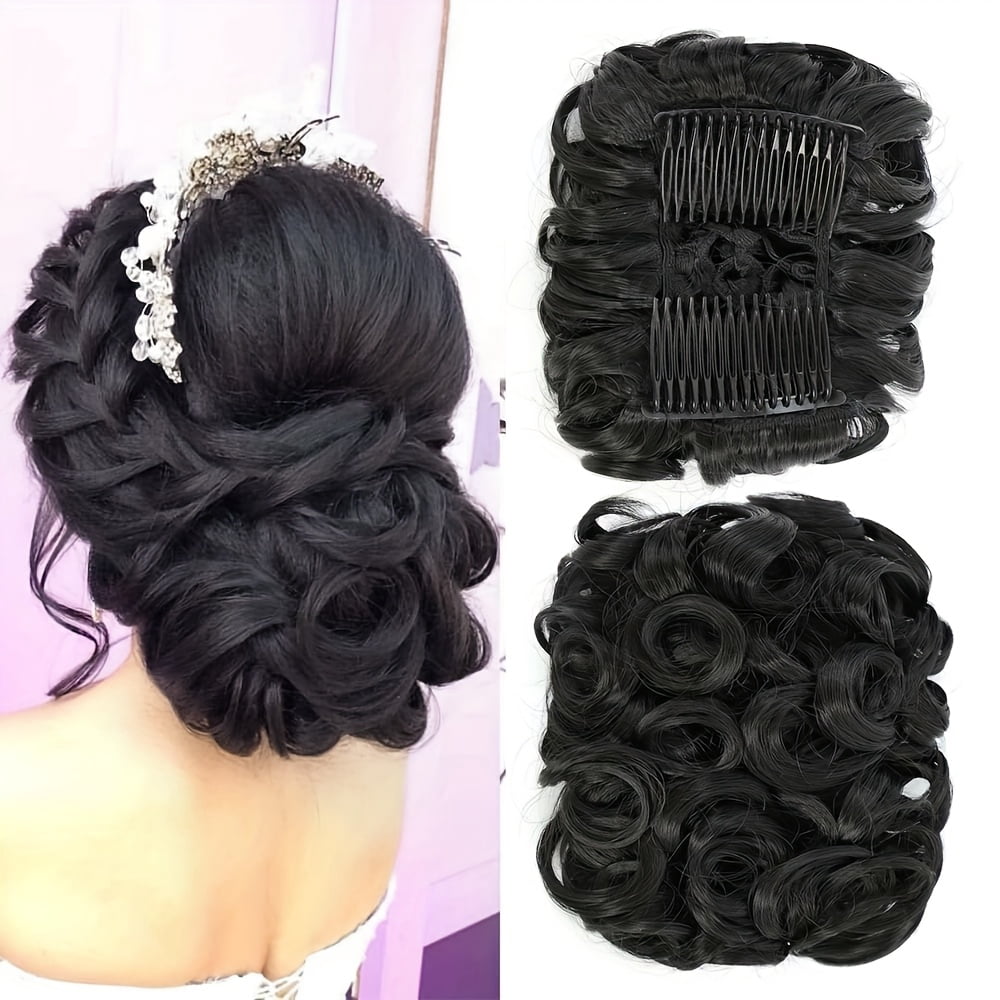 15.24cm Short Messy Curly Dish Hair Bun Extension, Easy Stretch Hair ...