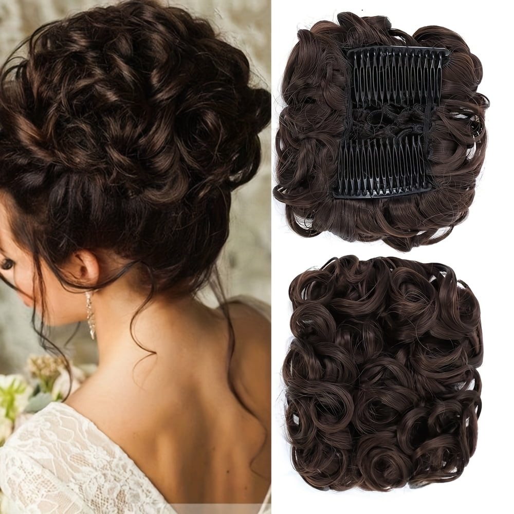 15.24cm Short Messy Curly Dish Hair Bun Extension, Easy Stretch Hair ...