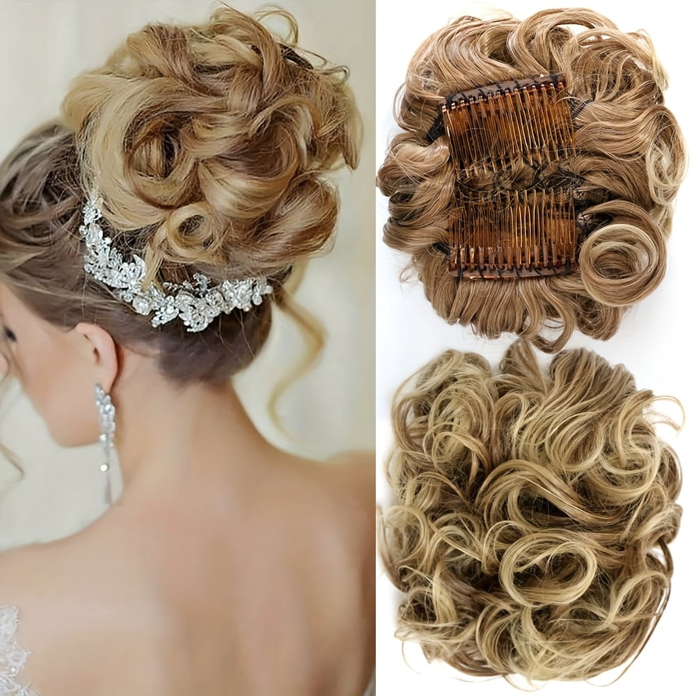 15.24cm Short Messy Curly Dish Hair Bun Extension, Easy Stretch Hair ...