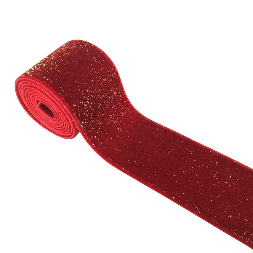 15/25/40mm 9 Color Glitter Velvet Ribbon Single Face Velor Webbing ...