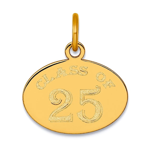 15.25mm 14k Solid Yellow Gold Polished Oval Class Of 2025 Charm 25 Inch ...