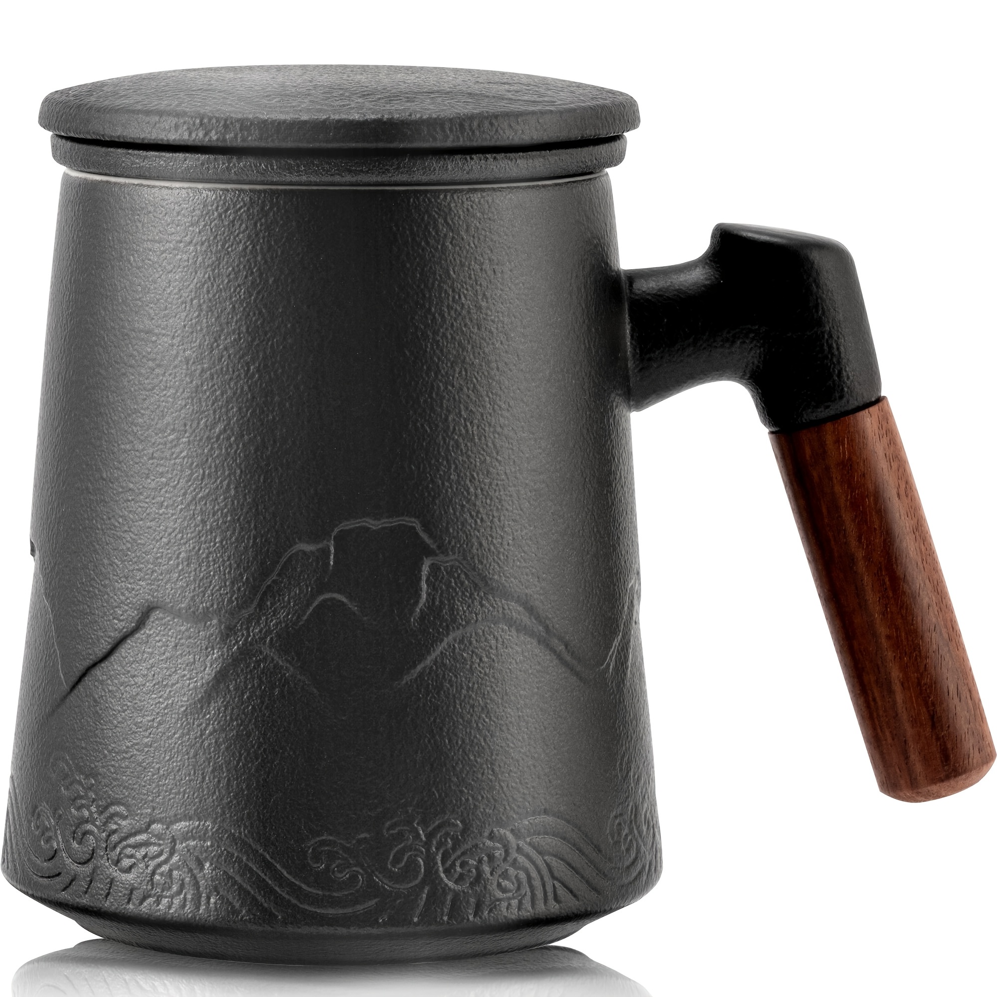 15.2oz Ceramic Tea Mug with Infuser & Lid - Black to Green Gradient ...