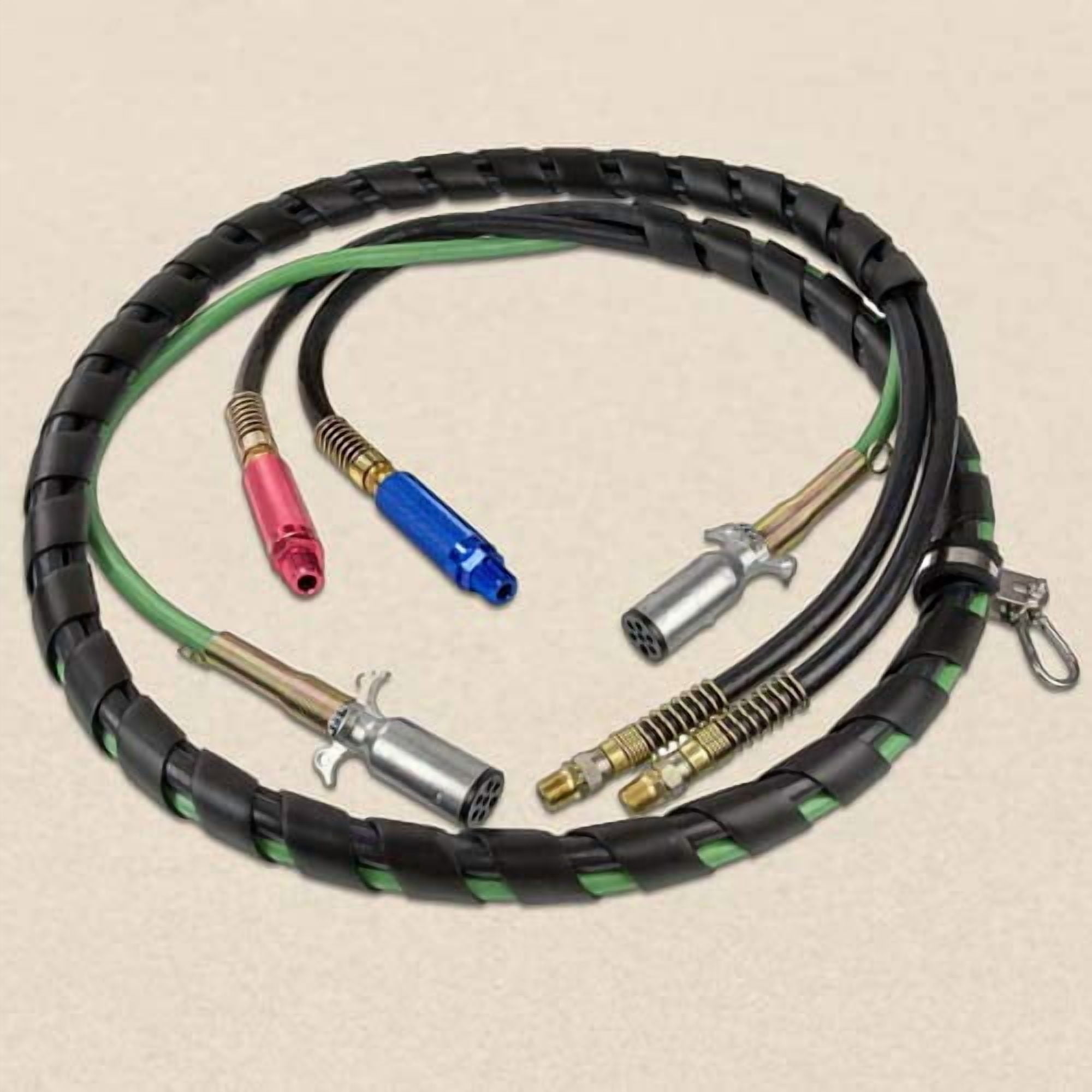 15' 3-IN-1 WRAP - 7 WAY ELECTRICAL TRAILER CORD CABLE ABS & AIR LINE ...