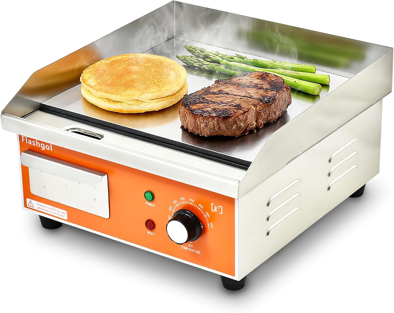 15.3 IN Nonstick Stainless Steel Electric Griddle Adjustable ...