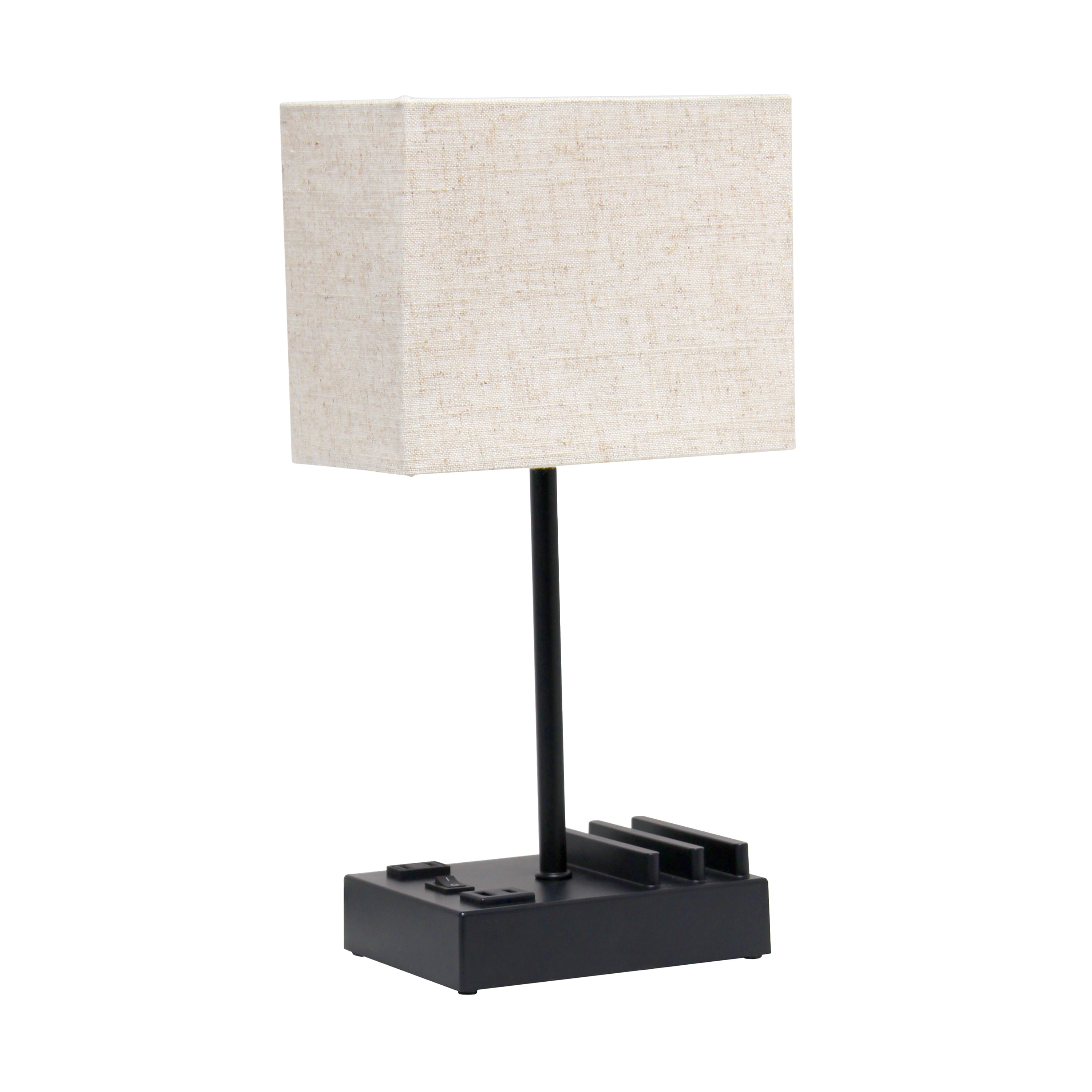 15.3" Tall Modern Rectangular Multi-Use 1 Light Bedside Table Desk Lamp ...
