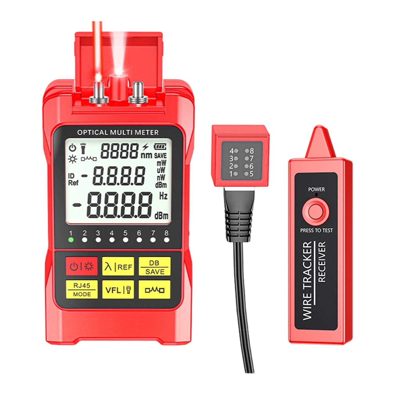 15/30/50/100mW Fiber Optical Power Meter with RJ45 Tester Wire Tracking ...