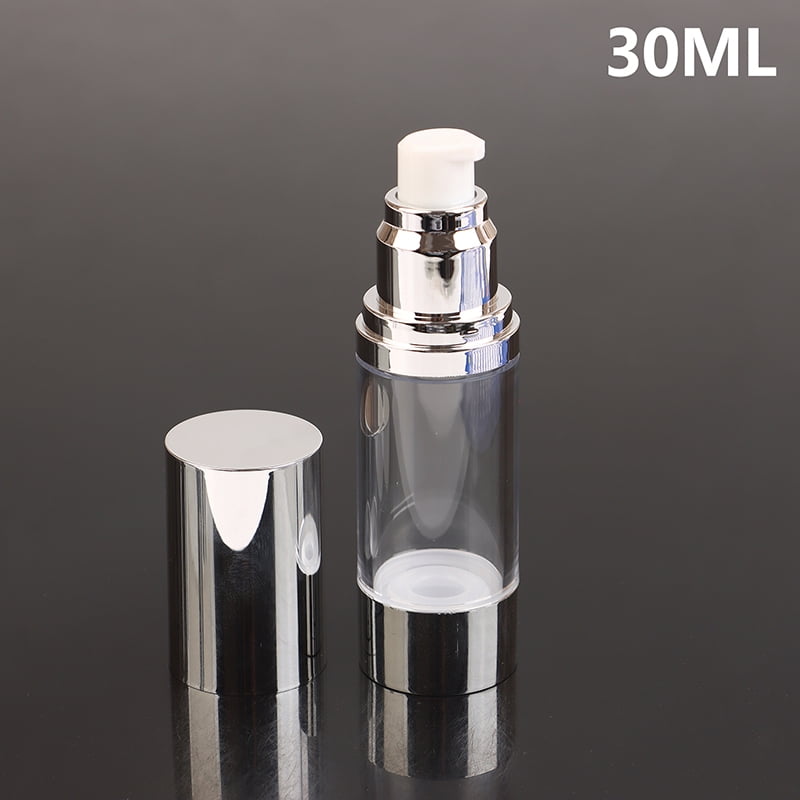15/30/50ml UV Silver Lotion Bottle Empty Vacuum Pump Bottles Portable Facial Cream Foundation ...