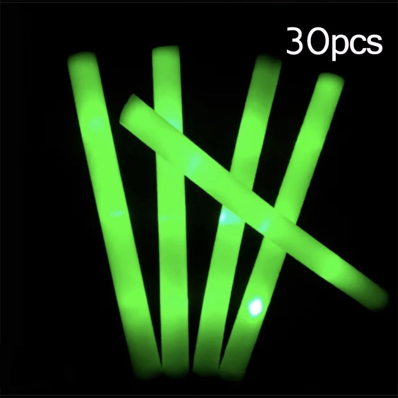 15/30Pcs LED Glow Sticks Bulk Colorful RGB Glow Foam Stick Cheer Tube ...