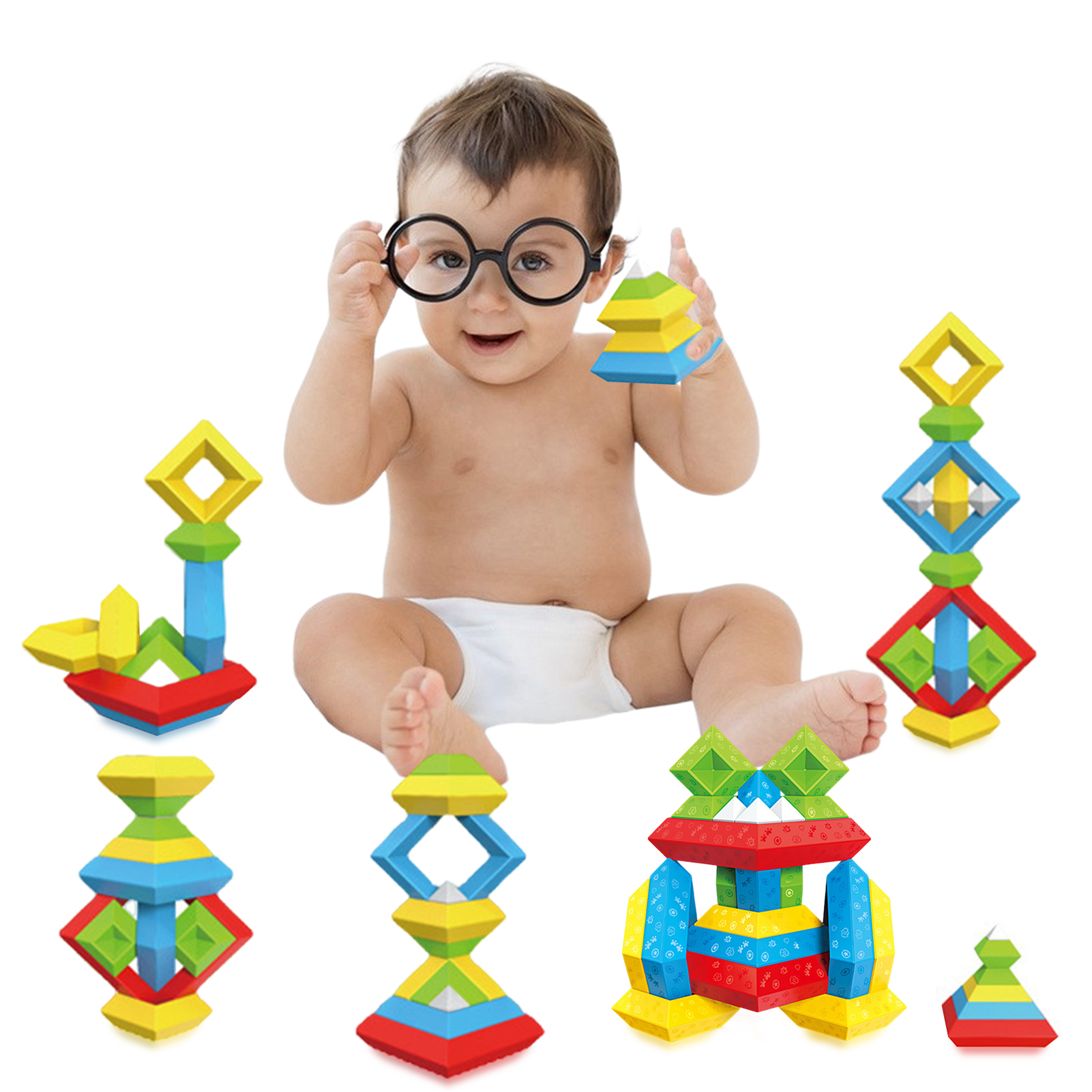 15/30Pcs/Set Kids Building Block Toy Color Shape Cognition Toddlers ...