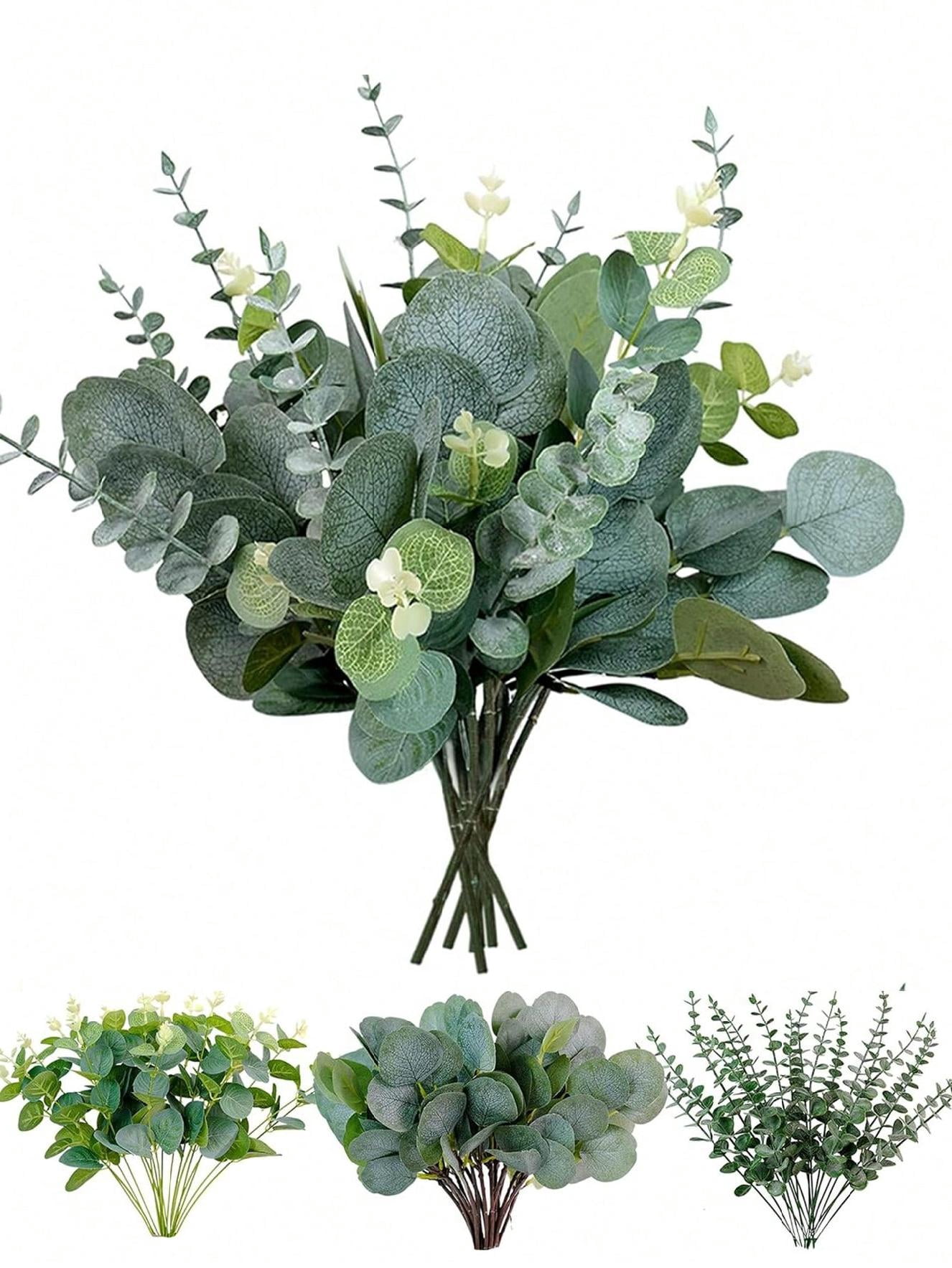 15/30pcs Mixed Artificial Eucalyptus Leaves Stems Bulk Faux Eucalyptus ...