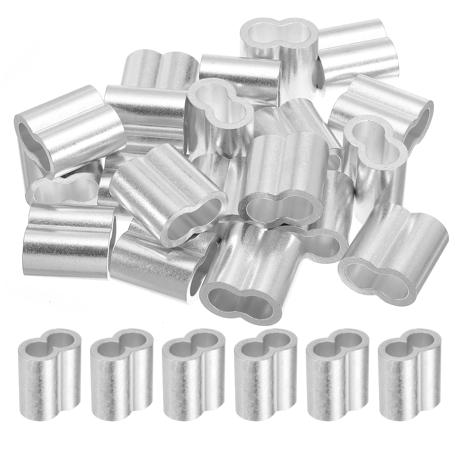 15/32" 12mm Aluminum Crimping Loop Sleeve Double Ferrule, Silver 20pcs ...