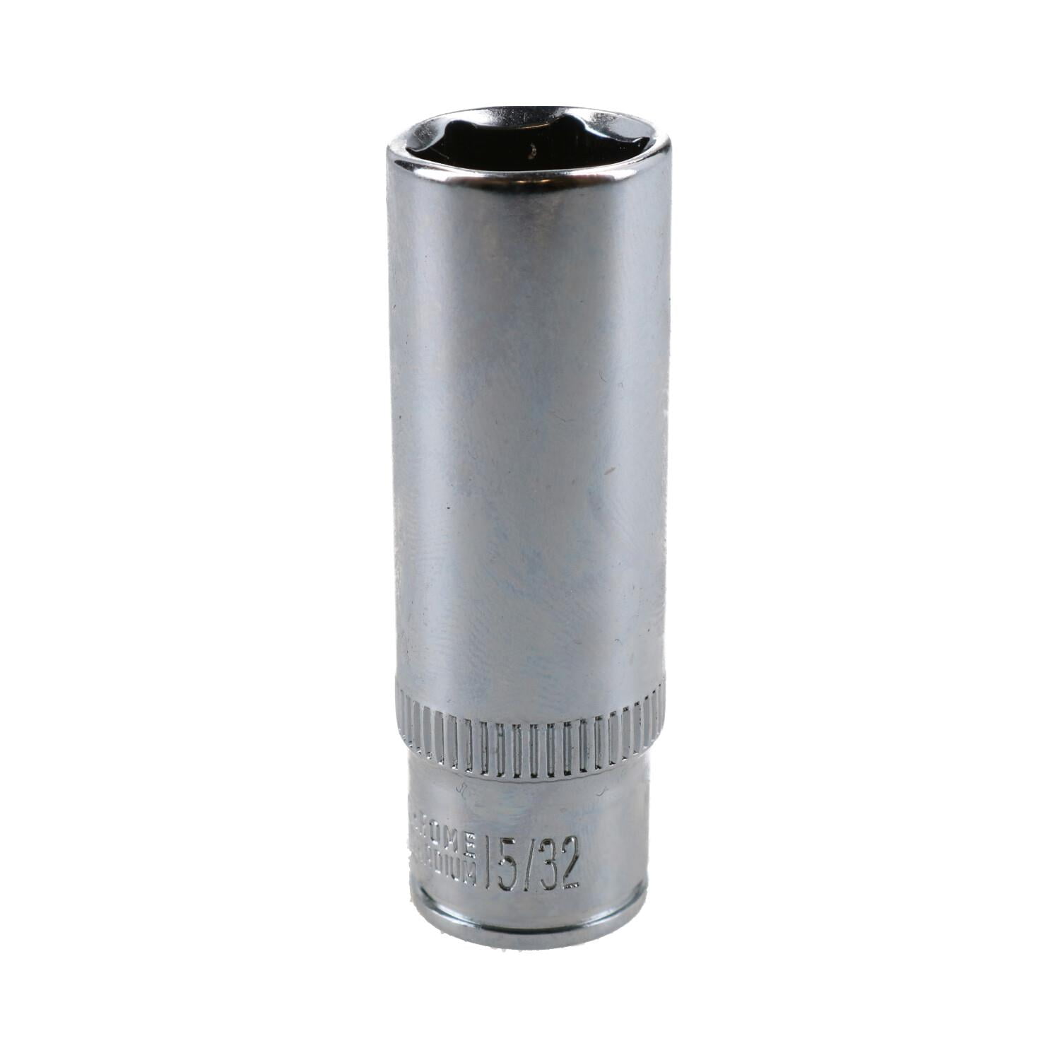 15/32" Deep SAE Socket 1/4" Drive 48mm Length 6 Point Chrome Vanadium ...