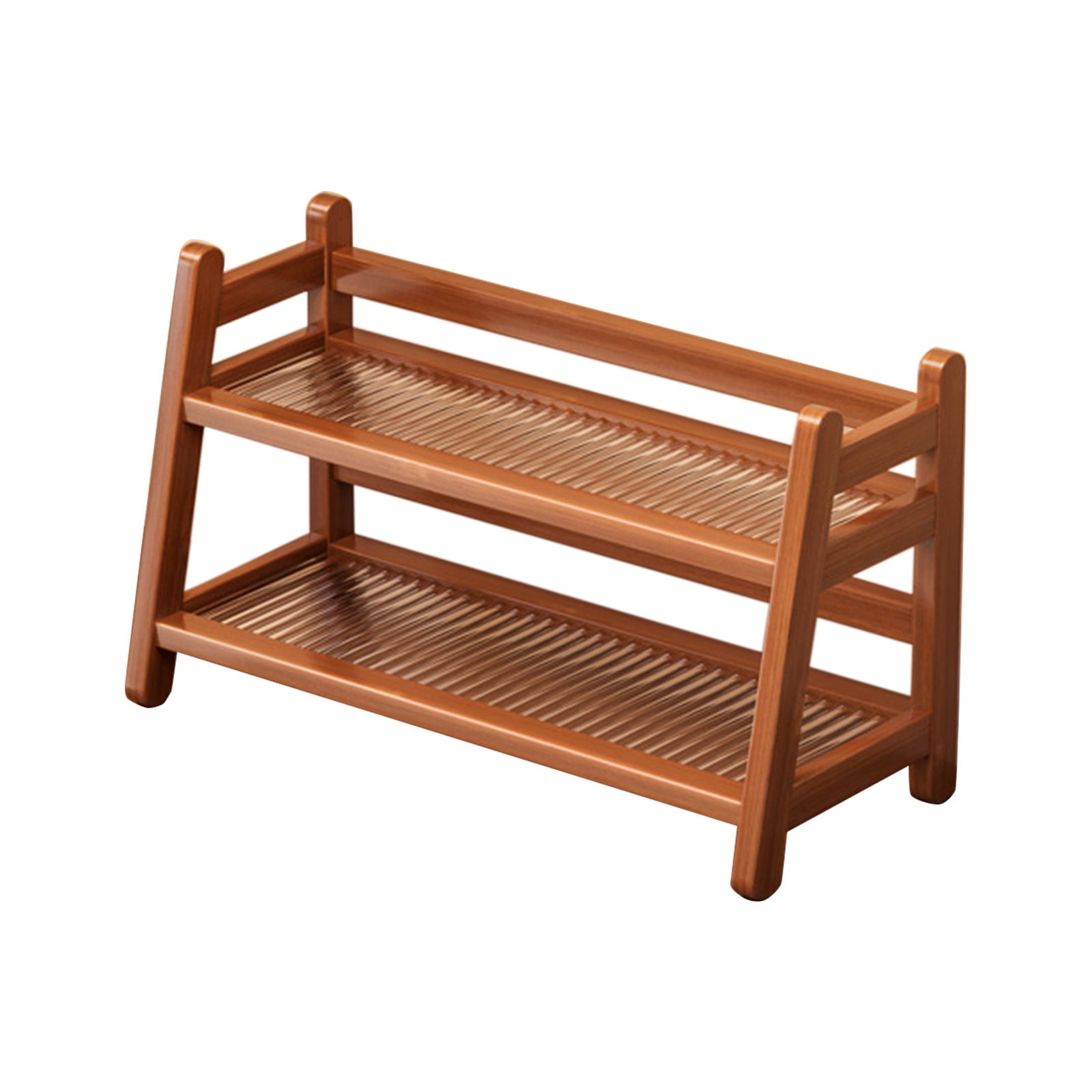 15.35X7.09X11.42 Inch Double Layer Storage Rack With Slatted Design For ...