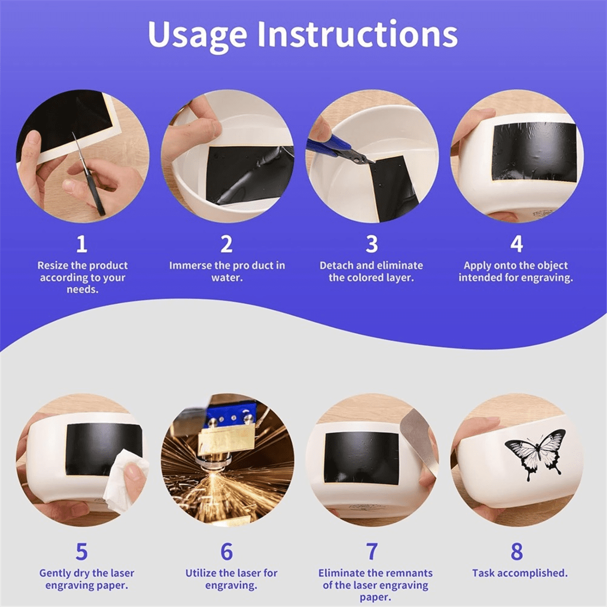 15.35in X 10.63in Laser Engraving Marking Paper, 4 Sheets Black Laser ...