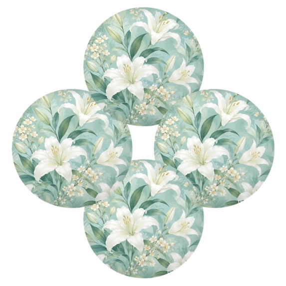 15.4 Inch Round Placemats Set of 4 Washable Heat Resistant Placemats ...