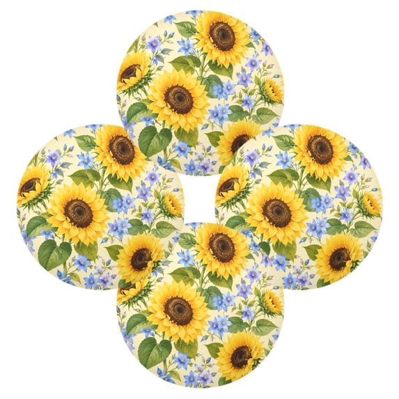 15.4 Inch Round Placemats Set of 4 Washable Heat Resistant Placemats ...