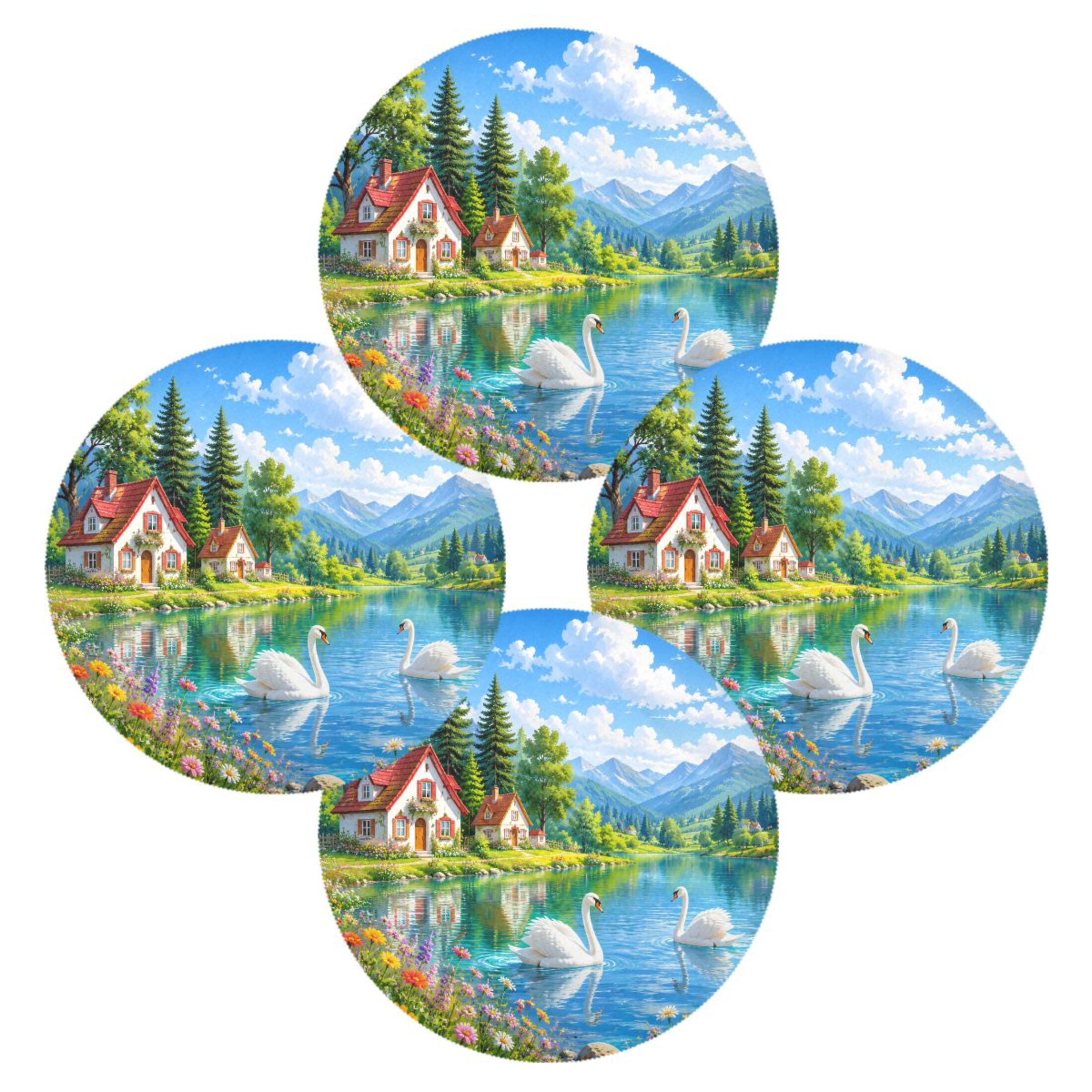 15.4 Inch Round Placemats Set of 4 Washable Heat Resistant Placemats ...