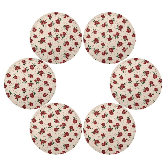 15.4 Inch Round Placemats Set of 6 Washable Heat Resistant Placemats ...