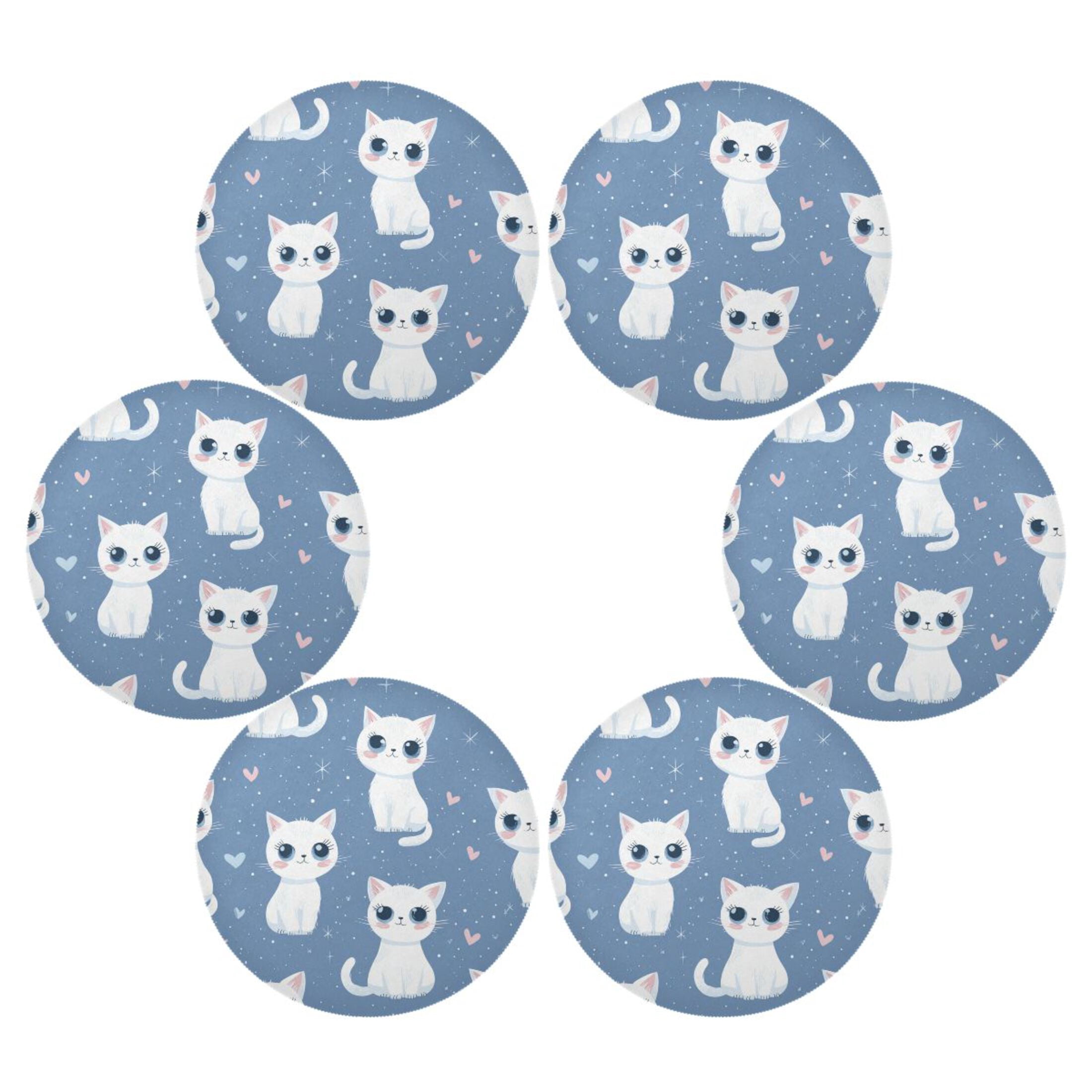 15.4 Inch Round Placemats Set of 6 Washable Heat Resistant Placemats ...