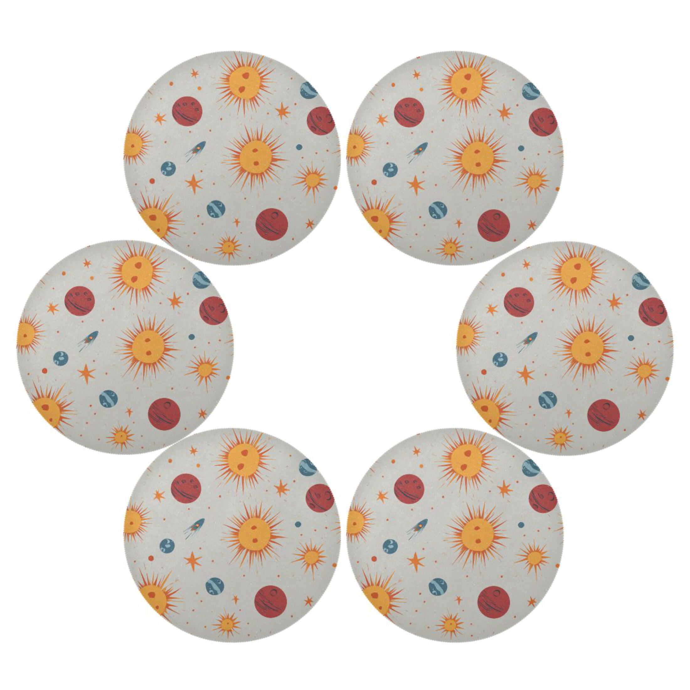 15.4 Inch Round Placemats Set of 6 Washable Heat Resistant Placemats ...