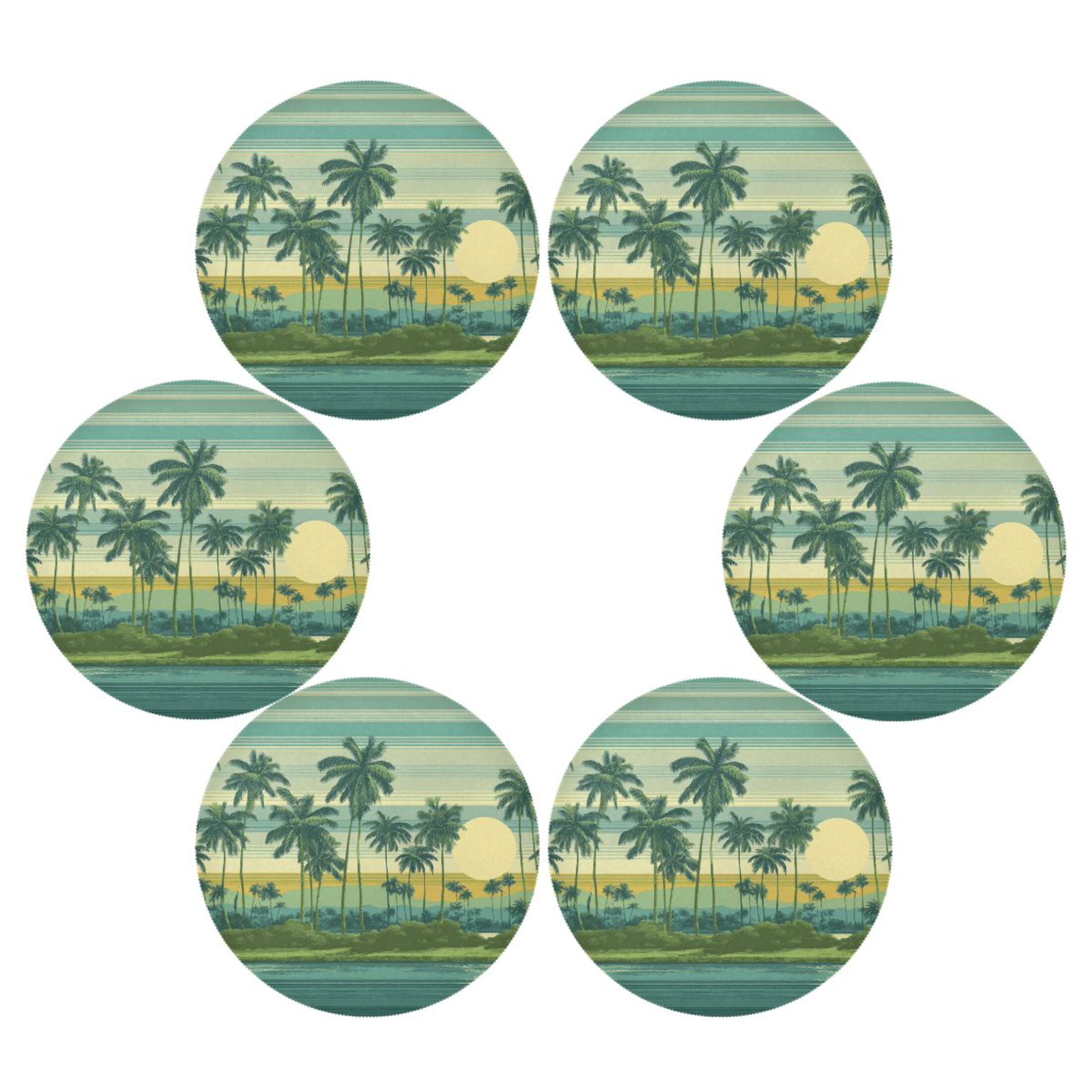 15.4 Inch Round Placemats Set of 6 Washable Heat Resistant Placemats ...