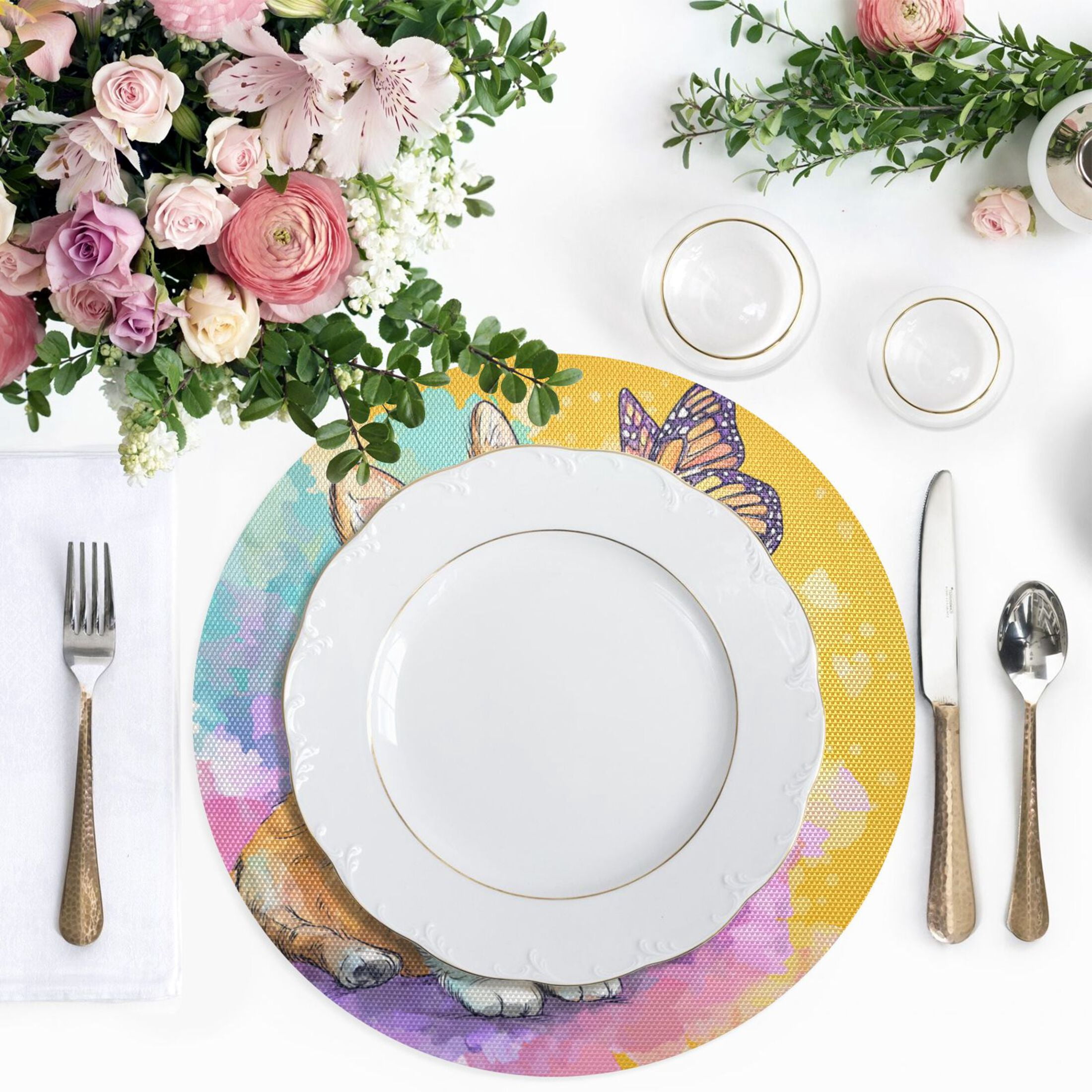 15.4 Inch Round Woven Placemats set of 1 for Dining Table Washable Heat ...