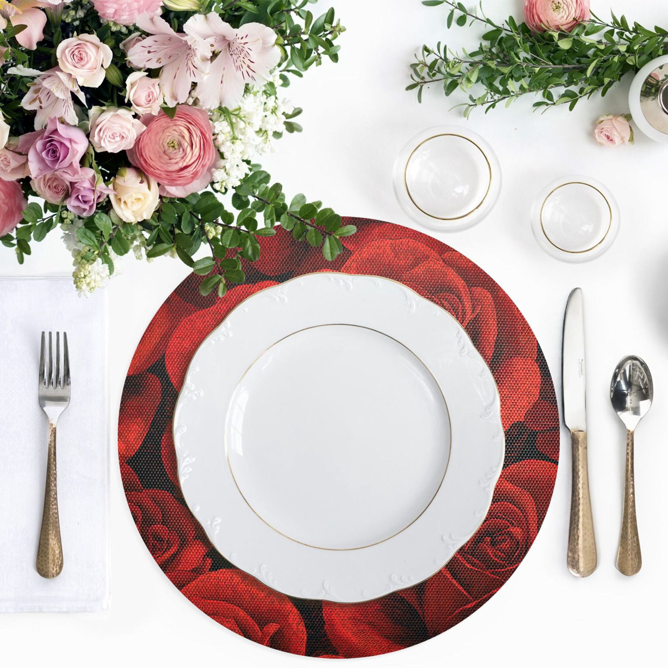 15.4 Inch Round Woven Placemats set of 1 for Dining Table Washable Heat ...