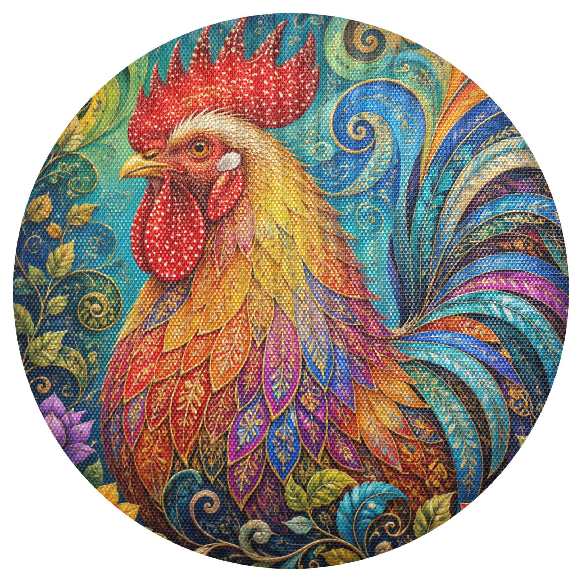 15.4 Inch Round Woven Placemats set of 1 for Dining Table Washable Heat ...