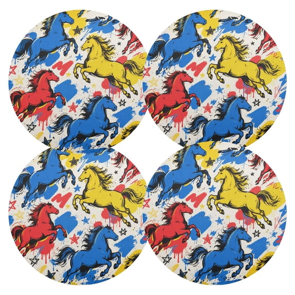 15.4 Inch Round Woven Placemats set of 4 for Dining Table Washable Heat ...