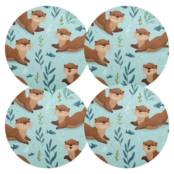 15.4 Inch Round Woven Placemats set of 4 for Dining Table Washable Heat ...