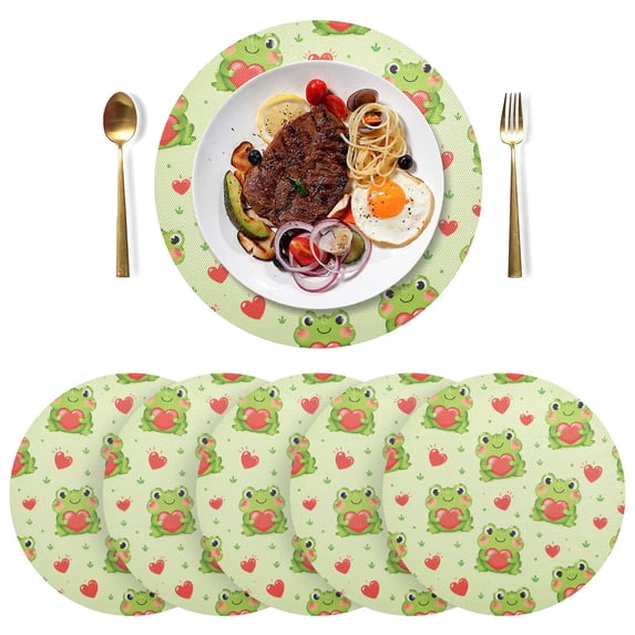 15.4 Inch Round Woven Placemats set of 6 for Dining Table Washable Heat ...