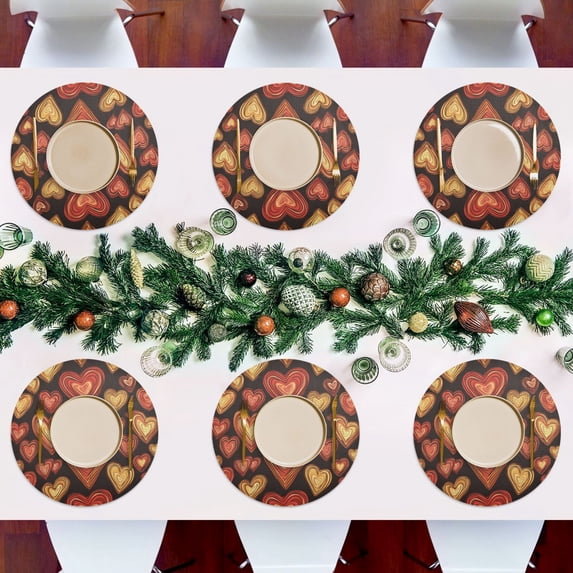 15.4 Inch Round Woven Placemats set of 6 for Dining Table Washable Heat ...