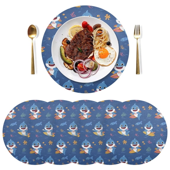 15.4 Inch Round Woven Placemats set of 6 for Dining Table Washable Heat ...