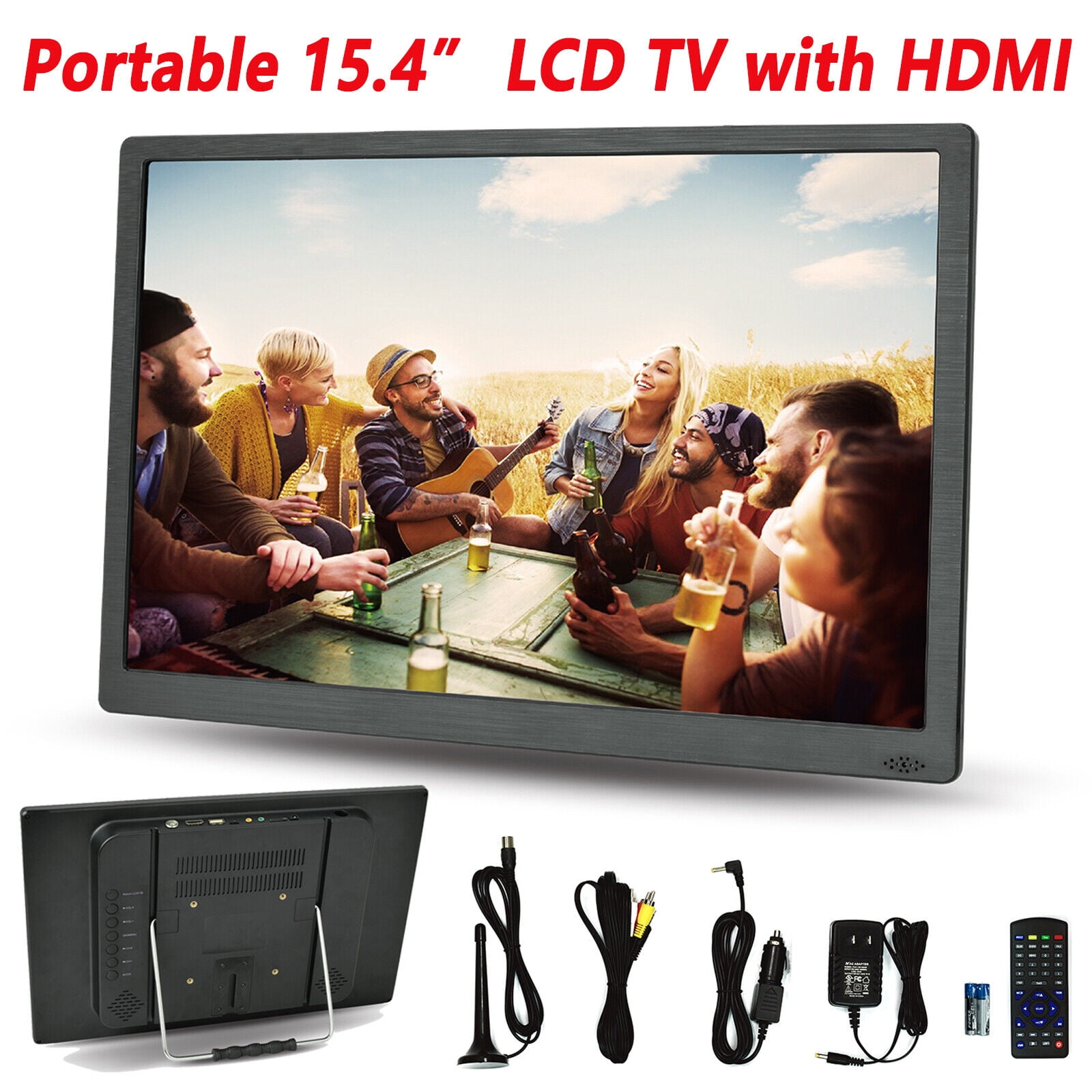 15.4" Portable LED HD TV 12V AC/DC HDTV TV-15D w/ DVD Player SD Card ...